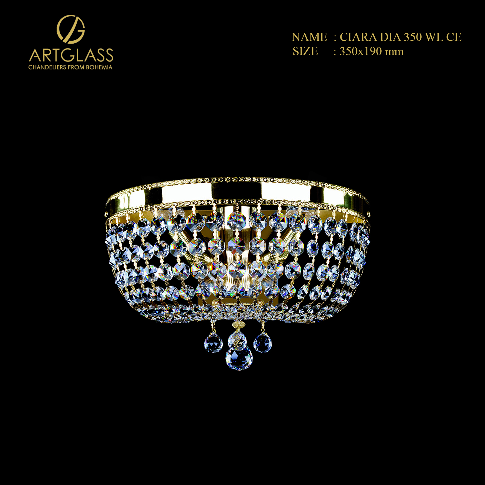 Đèn tường pha lê CIARA DIA 350 POLISHED CE - Pha Lê Tiệp Nhập Khẩu Chính Hãng